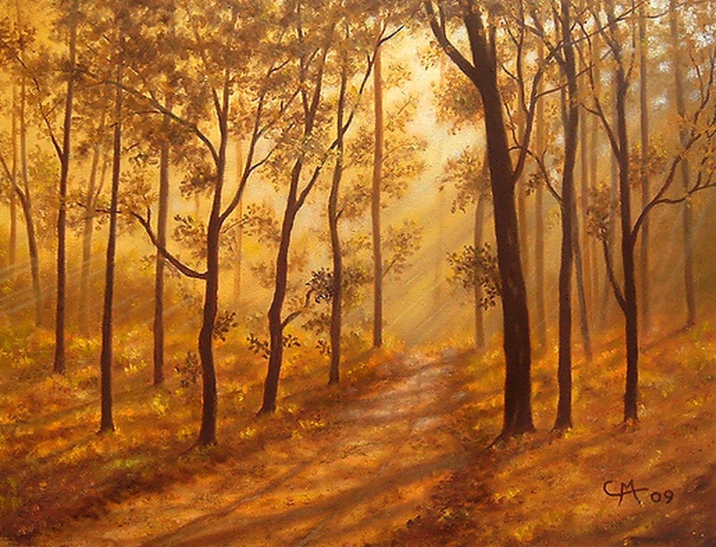 Pintura de un bosque - Imagui