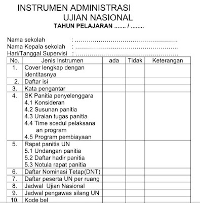 Contoh Format Instrumen Administrasi Ujian Nasional ( UN ) tahun 2016 - Biologizone