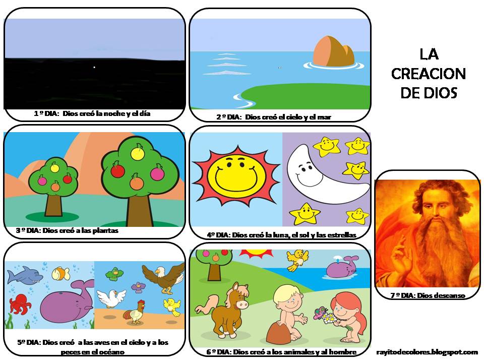 La Creacion de Dios-Para Colorear y de Color