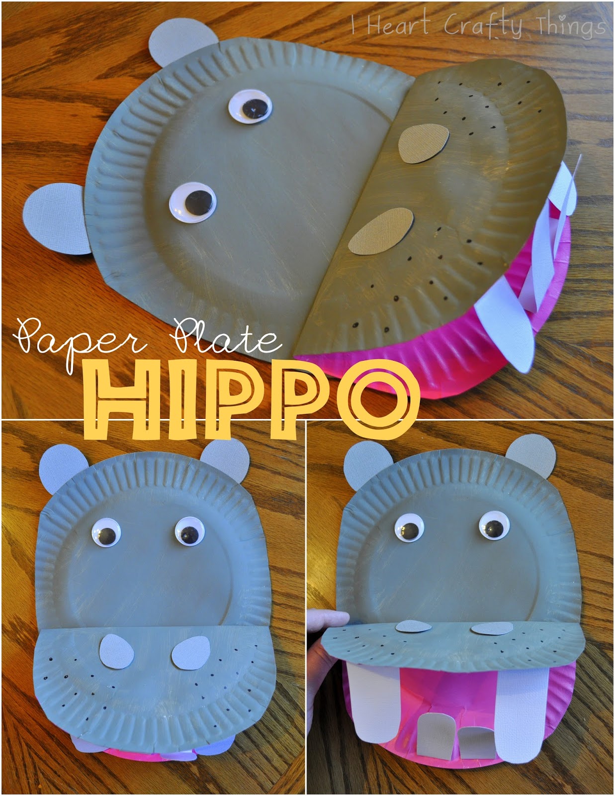 Paper Plate Hippopotamus | I Heart Crafty Things
