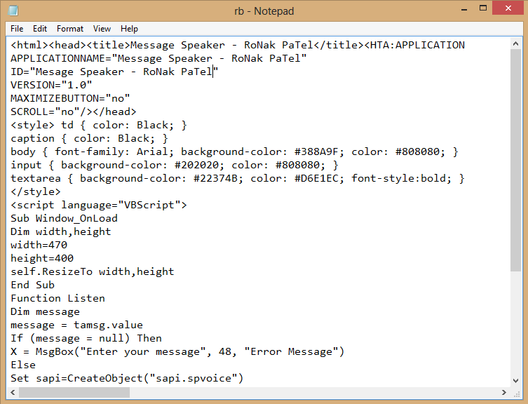 Make your computer speak what you type using notepad | RoNak PaTel Make your computer speak what you type using notepad | RoNak PaTel