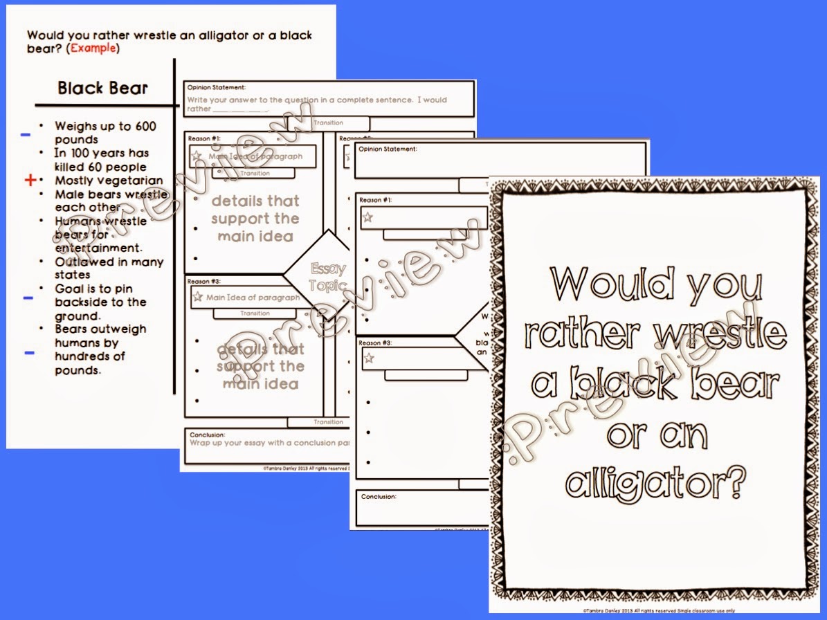 Literacy Loves Company: Would You Rather... Opinion Writing
