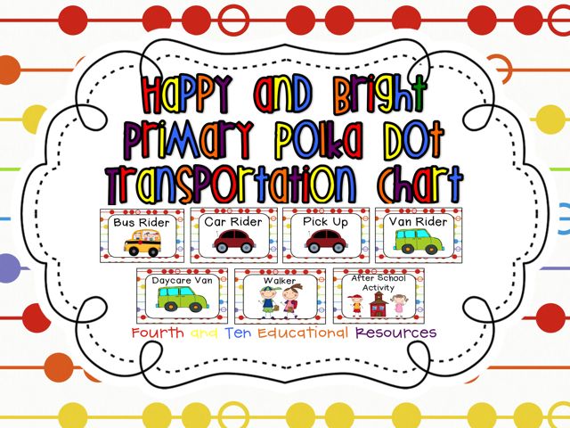 Fourth and Ten: Transportation Chart on TpT and Home to School Note Freebie