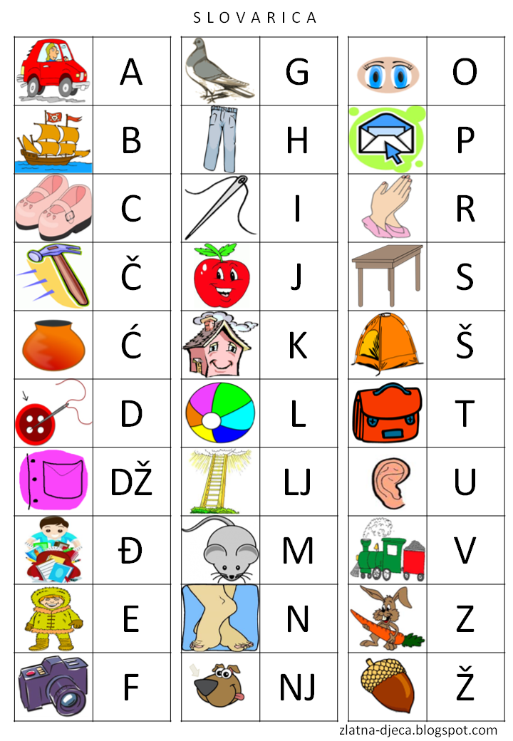 Zlatna djeca: Radni listovi za učenje prvih slova