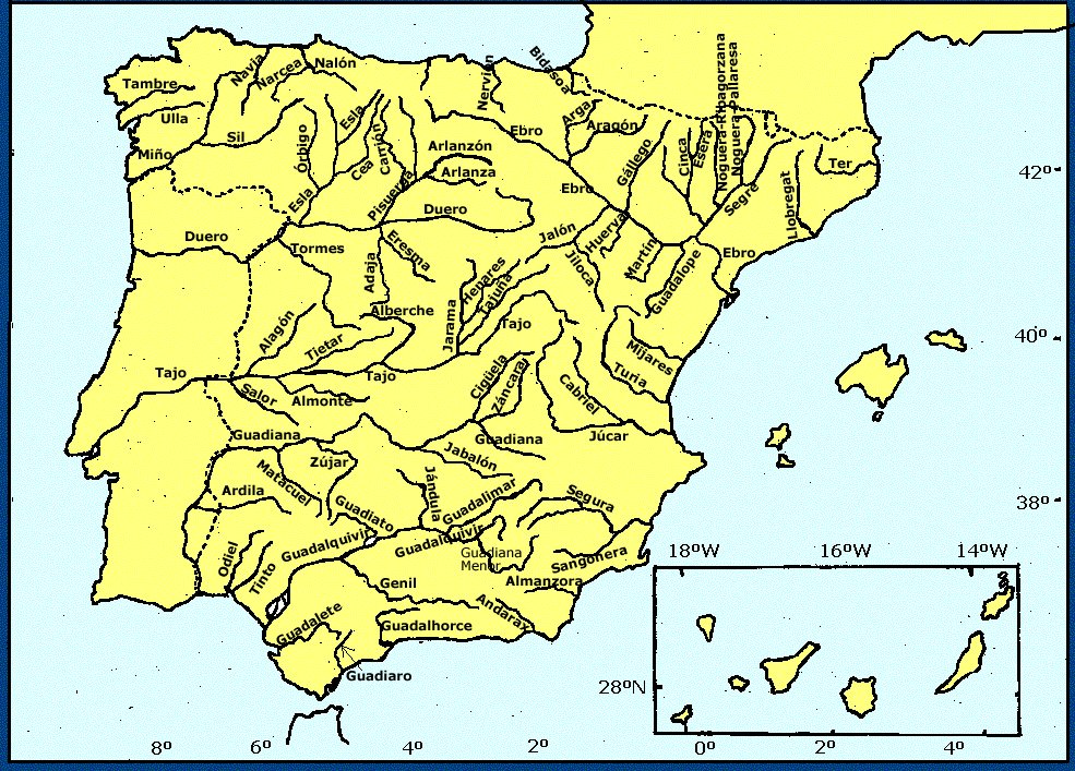 Me gustan las Sociales: España. Mapa físico II. Ríos y costas.