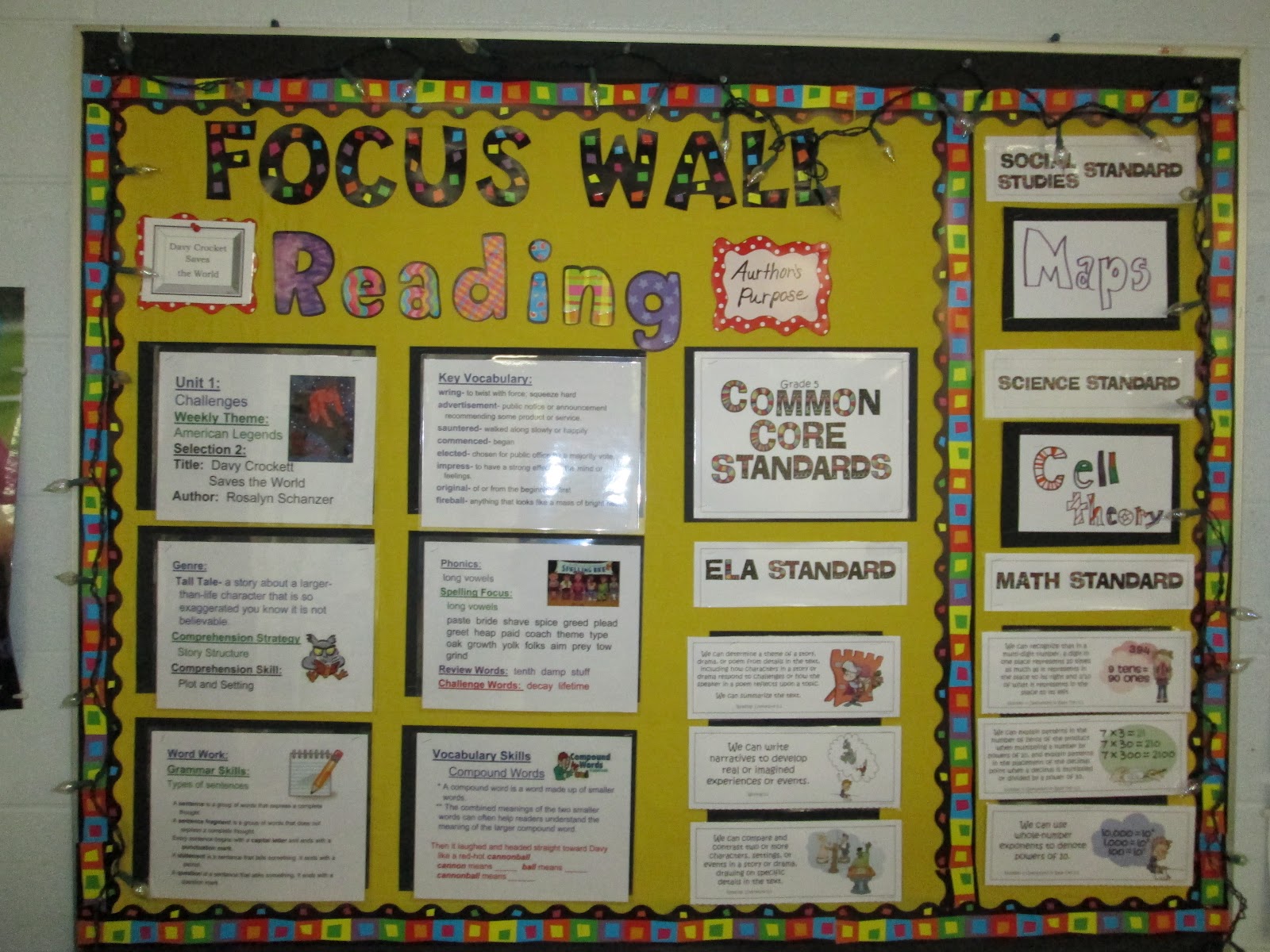 Steve's Classroom: Fifth Grade Focus Wall with Common Core Standards ...