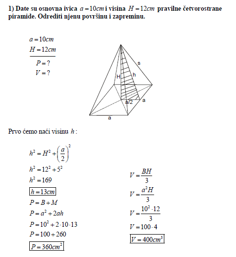 Matematika - Geometrija : Piramida