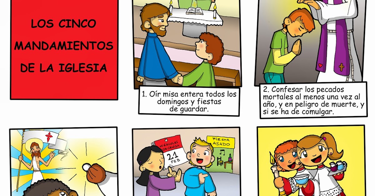 Dibujos para catequesis: LOS 5 MANDAMIENTOS DE LA IGLESIA