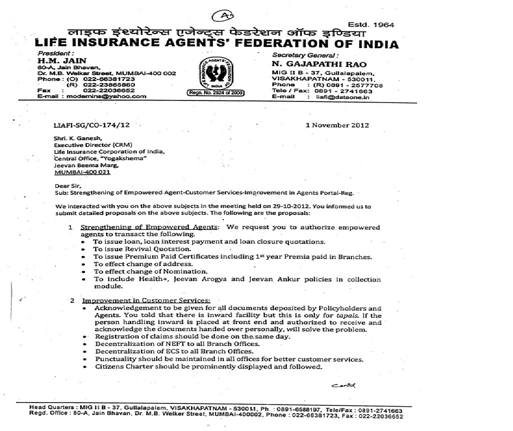 LIAFI COIMBATORE DIVISION LETTER ADDRESSED TO LIC BY LIAFI 1 TO 11 liafi-coimbatore-division-letter-addressed-to-lic-by-liafi-1-to-11
