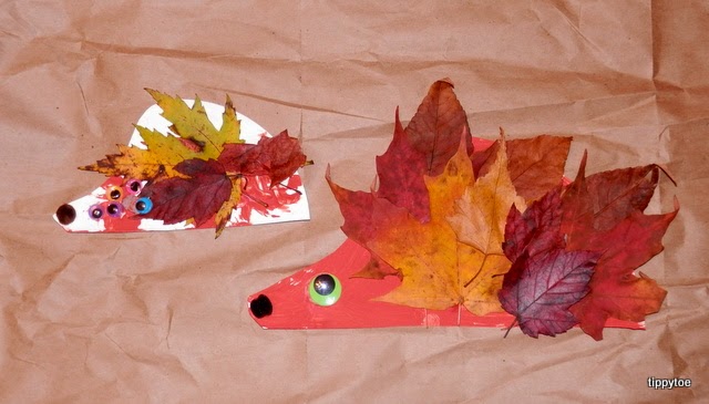 Tippytoe Crafts: Hedgehog Craft with Fall Leaves