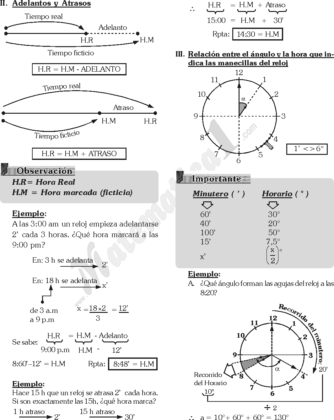CRONOMETRÍA Y RELOJES EJERCICIOS RESUELTOS DE HABILIDAD LÓGICO MATEMÁTICAS PDF