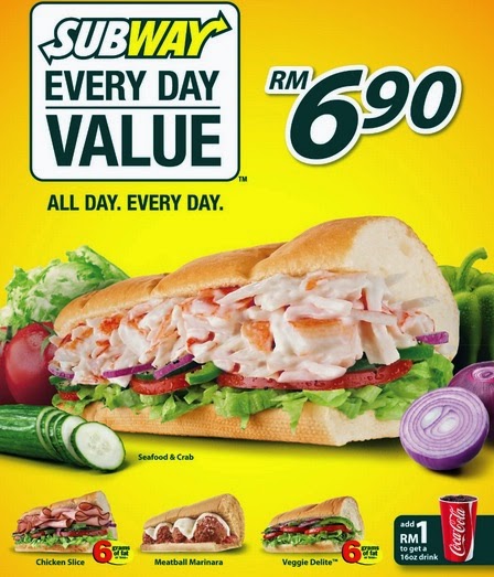 Malaysia Promotion: Subway Every Day Value offers for only RM6.90