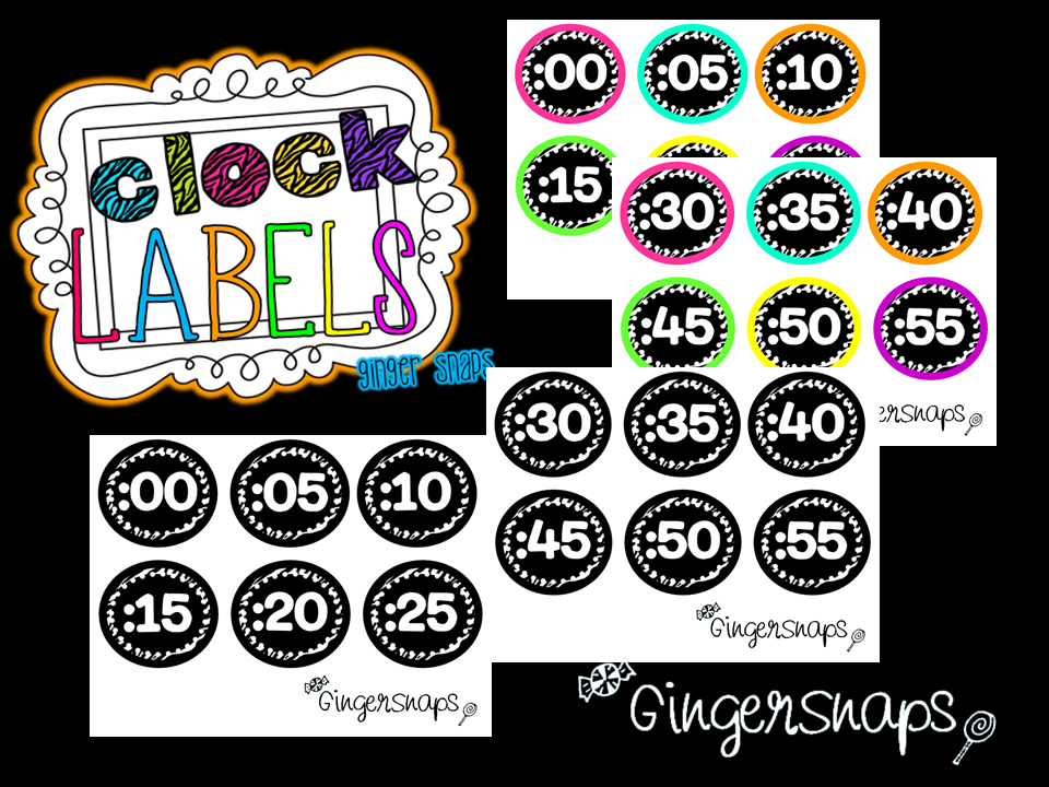 Zebra Clock Labels - Classroom Freebies