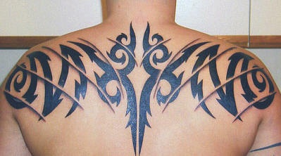 Black Tribal Upper Back Tattoo ~ Tribal Tattoo Ideas #15