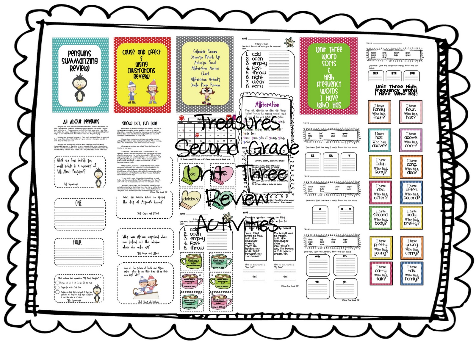 Fourth and Ten: Treasures Second Grade Unit 3 Review Activity Pack