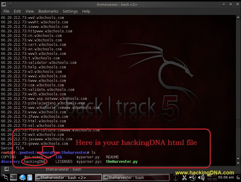HackingDNA: Harvester On Backtrack 5