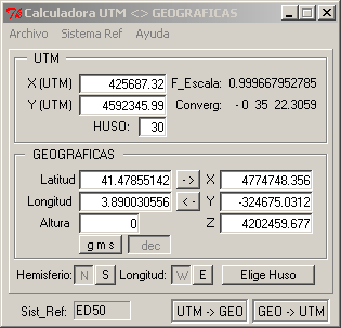 ~: Transformación de coordenadas Geográficas a UTM y viceversa