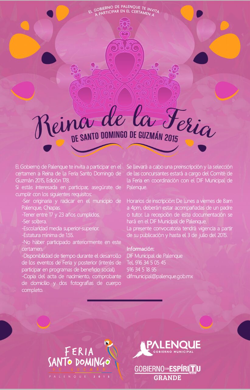 Presentan convocatoria para candidatas a Reina de la feria 2015 Presentan convocatoria para candidatas a Reina de la feria 2015