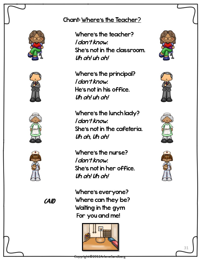 Where's The Teacher? Poem and Literacy Activities - Classroom Freebies