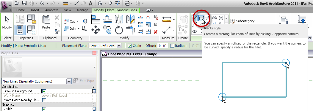 The Architect's Desktop: Revit - Rectangle Tool in Families
