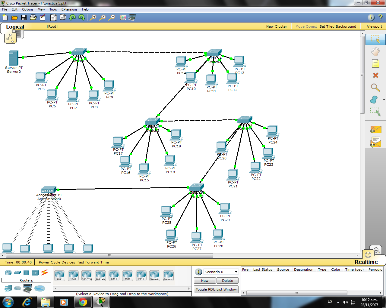 Equipo 1 "Diseña Redes Lan": Practica 5 Cisco Packet Tracer
