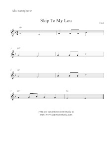Free easy alto saxophone sheet music, Skip To My Lou