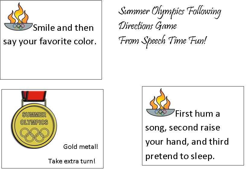 Summer Olympics Following Directions Game - Speech Time Fun: Speech and ...