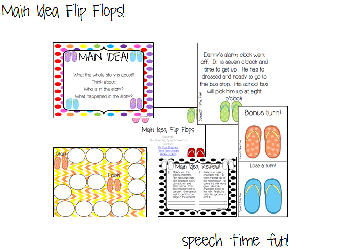 Main Idea Flip Flops! - Speech Time Fun: Speech and Language Activities