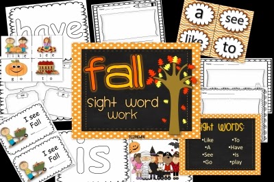 Fall Sight Word Work - SSSTeaching