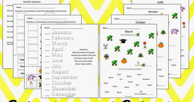 Monthly Calendar Worksheets + August Freebies! - Breezy Special Ed