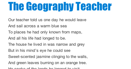 Living Geography: Geography Teacher poem...