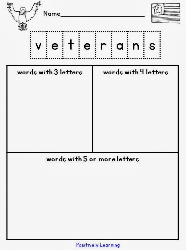 Veterans' Day Making Words - Classroom Freebies