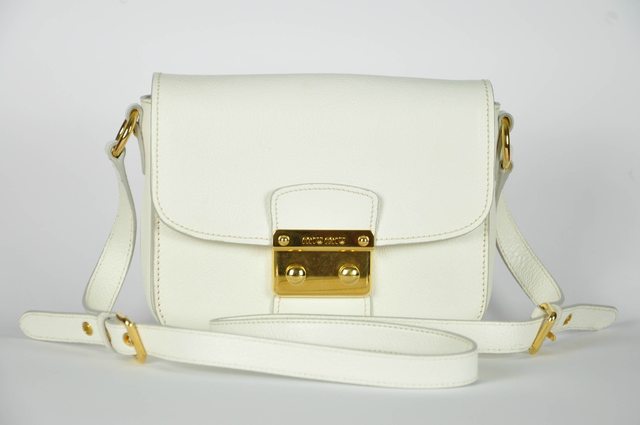 at the conyards: Miu Miu's White MADRAS Grained Goatskin Leather Shoulder Bag