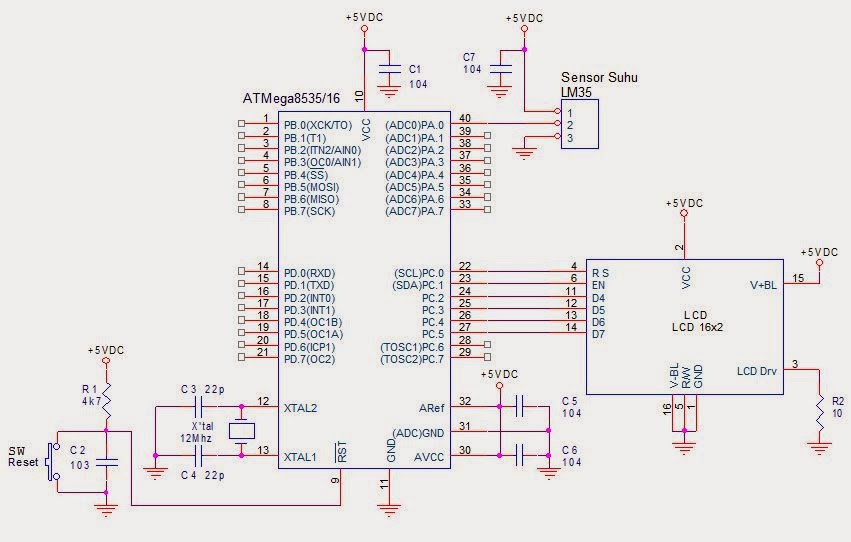 Rangkaian Sensor Suhu LM35 dengan Tampilan LCD 2X16 Character | Robotic ... Rangkaian Sensor Suhu LM35 dengan Tampilan LCD 2X16 Character | Robotic ...