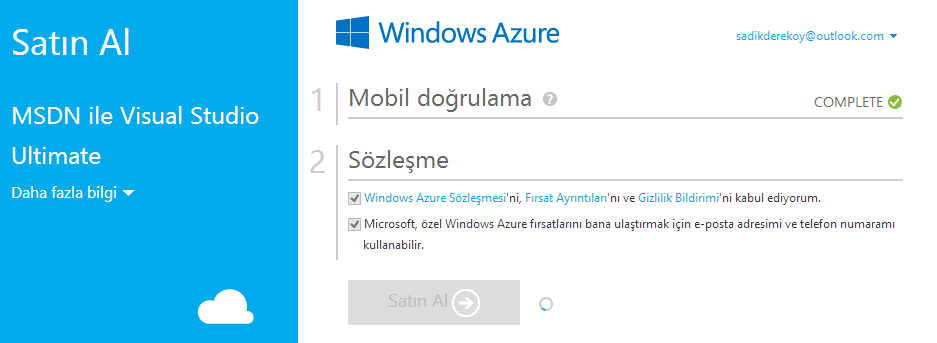 MSDN Hesabıyla Windows Azure Hesabı Oluşturma | Sadık Dereköy
