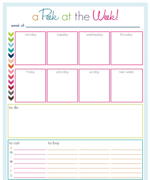 IHeart Organizing: Freebie Time! A Peek at the Week