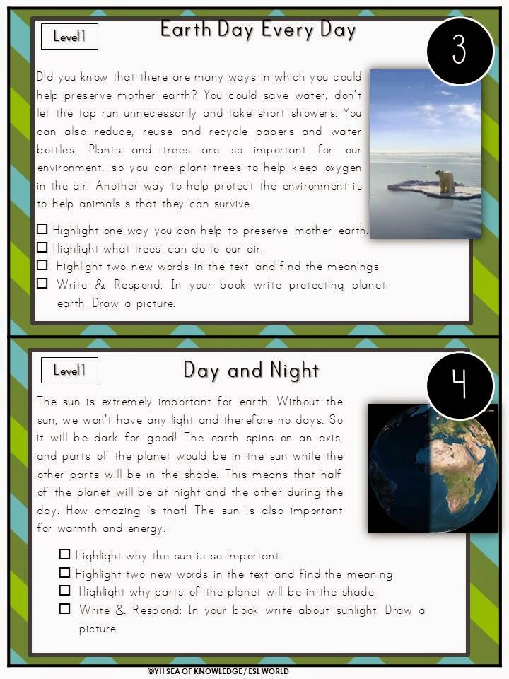 The Best of Teacher Entrepreneurs: Earth Day Reading Comprehension Task ...