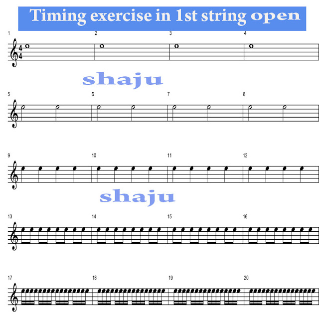 Shaju's Guitar Lessons: Notes and timing exercise in 1st string for ...