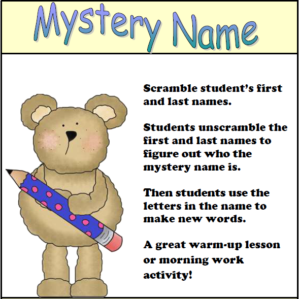 Teacher s Take Out Mystery Name Freebie teacher-s-take-out-mystery-name-freebie