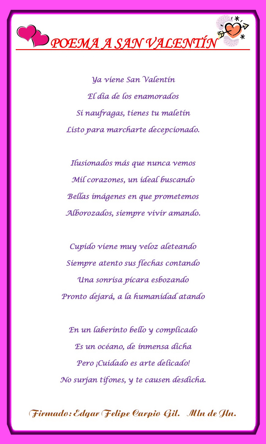 TODO TEMBLEQUE: Poema a San Valentín.