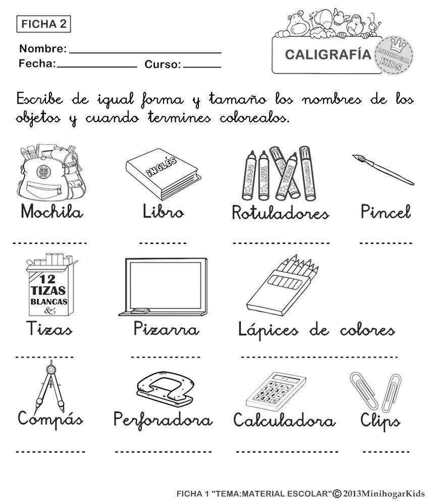 Utiles escolares en inglés y español - Imagui Utiles escolares en inglés y español - Imagui
