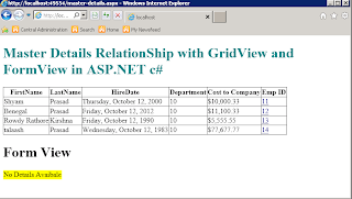 ASP.NET 4 TUTORIALS: GridView FormView master detail relationship