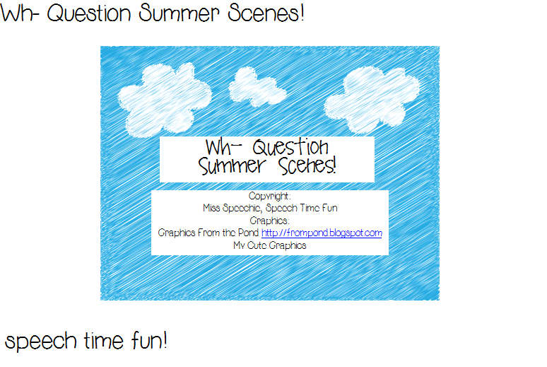 Wh- Question Summer Scenes! - Speech Time Fun: Speech and Language ...