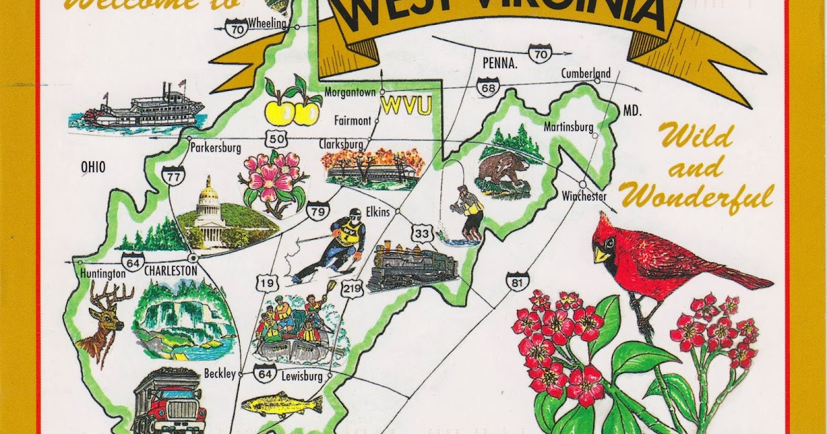 One Postcard a Day: Map of West Virginia