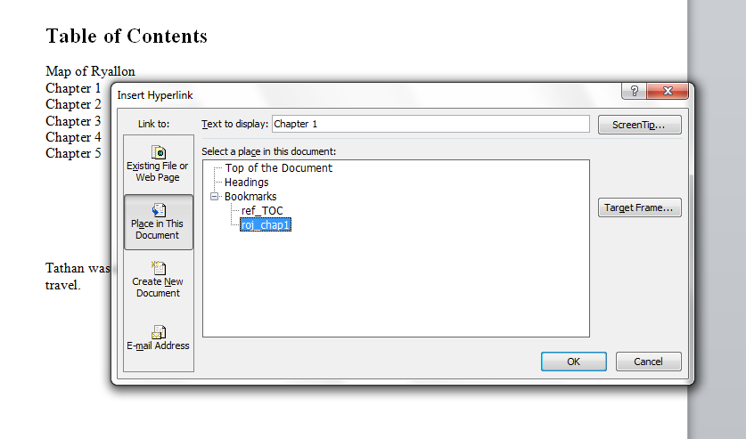 The World Of Ryallon: How To Make A Clickable Table Of Contents In