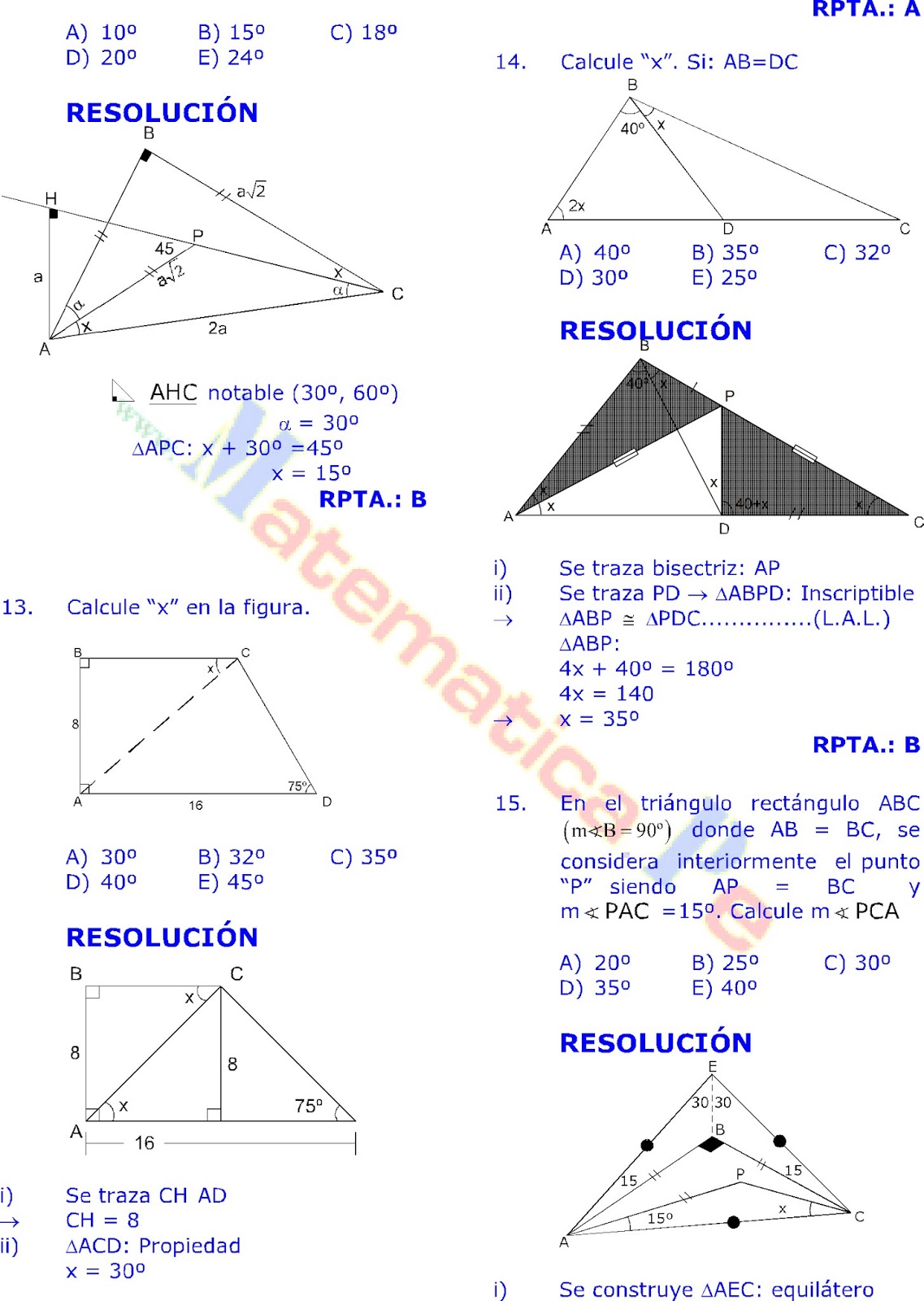CONGRUENCIA DE TRIÁNGULOS EJERCICIOS RESUELTOS DE GEOMETRÍA PLANA PREUNIVERSITARIA EN PDF