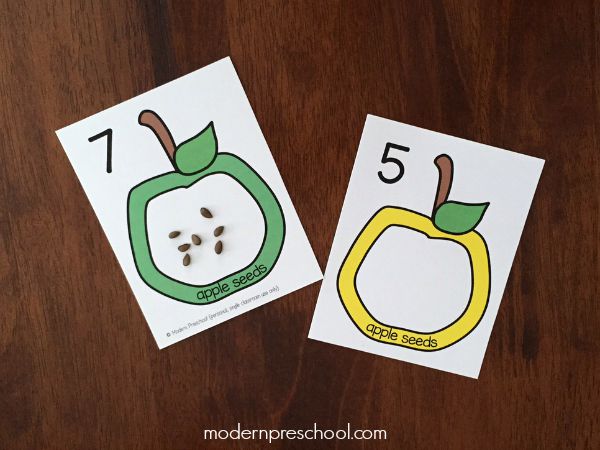 Apple Seed Counting Cards