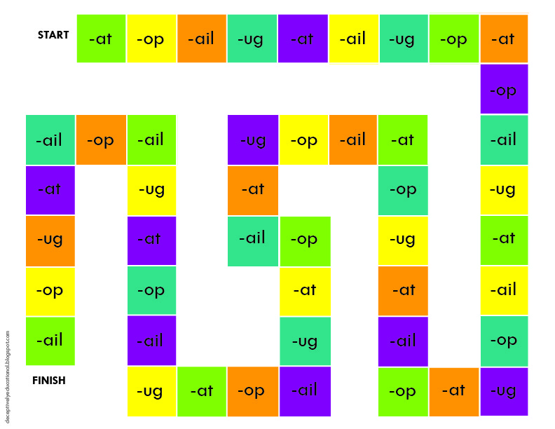 Word Family Board Game (free printable -at, -ug, -op, & -ail practice ...