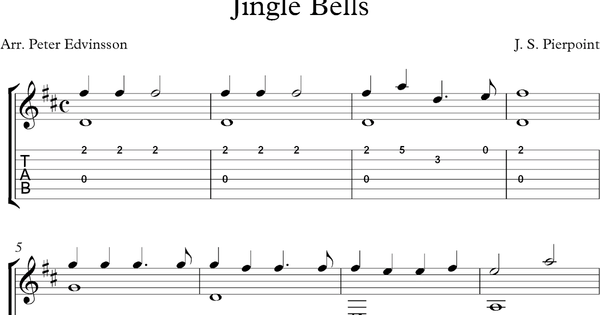 Jingle Bells, free Christmas guitar tab solo sheet music