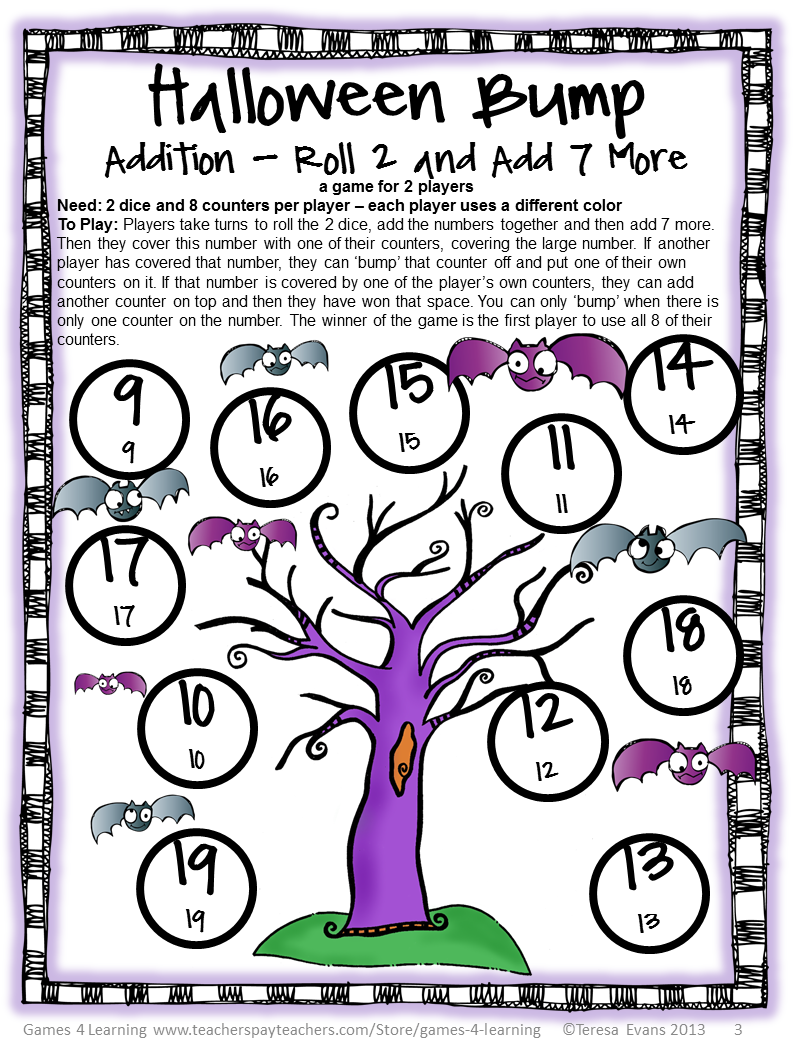 Fun Games 4 Learning: Halloween Math Freebies!